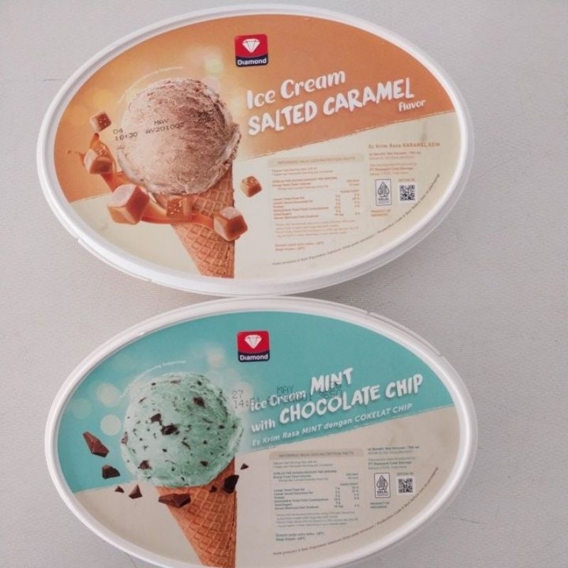 Jual Ice Cream Diamond 700ml | Salted Caramel | Mint With Choco Chips ...