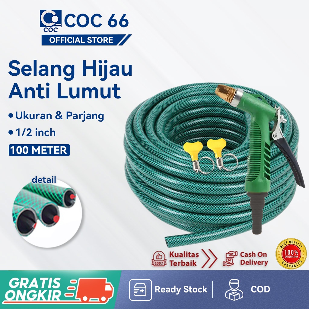 Jual SELANG AIR 1/2 INCH HIJAU ANTI LUMUT 1 ROL 100 METER TEBAL 2 MM ...