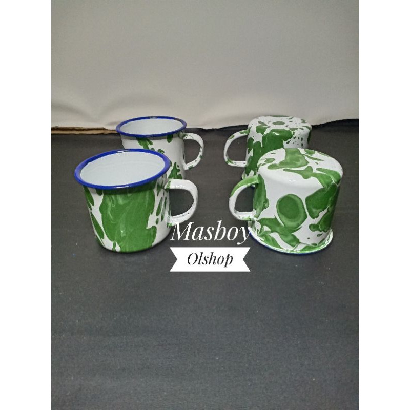 Jual Cangkir Enamel Burik 7 cm / Gelas Mug Jadul Blirik / Kapasitas 225 ...
