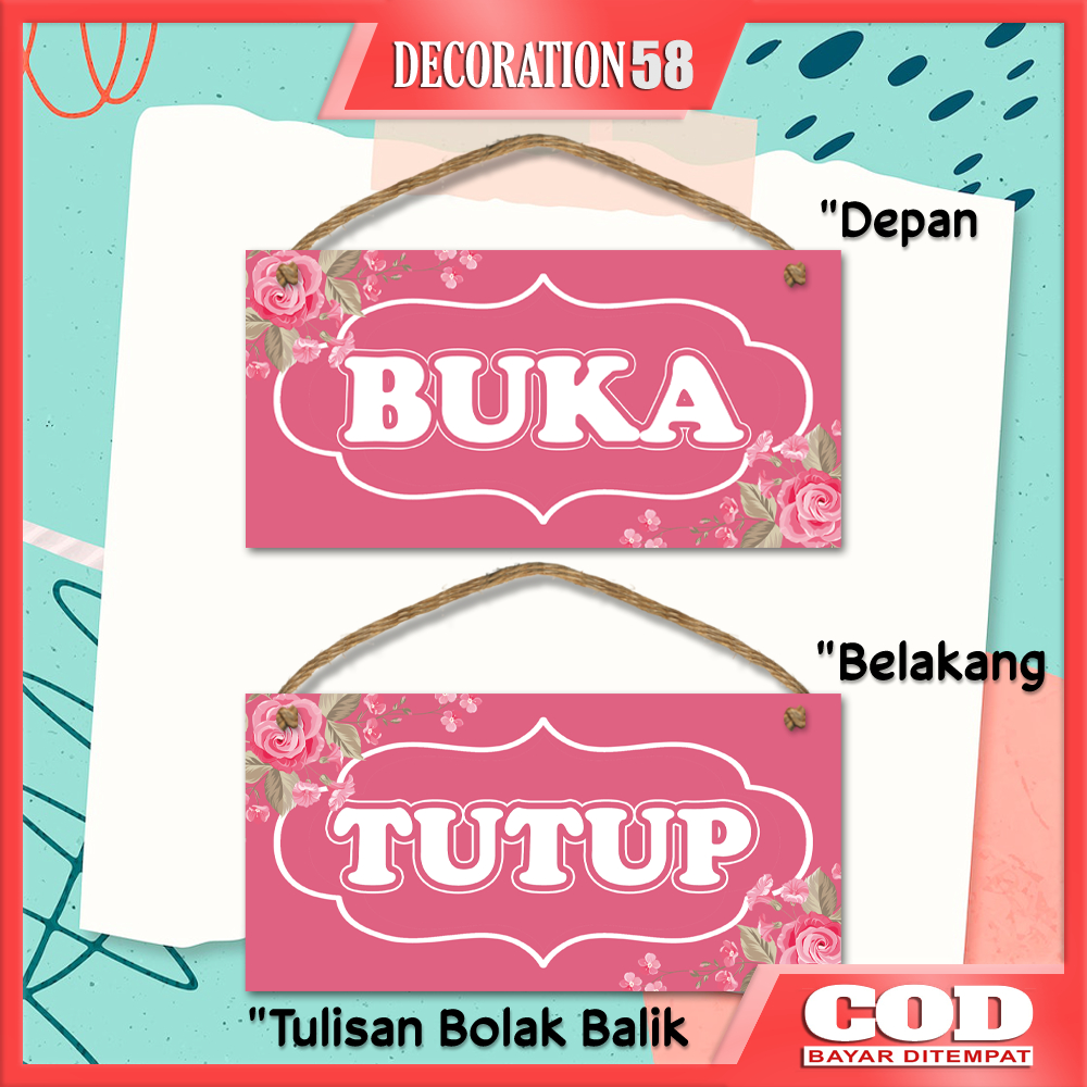 Jual Hiasan Gantungan Pintu Toko Tulisan Buka Tutup Bolak Balik ...