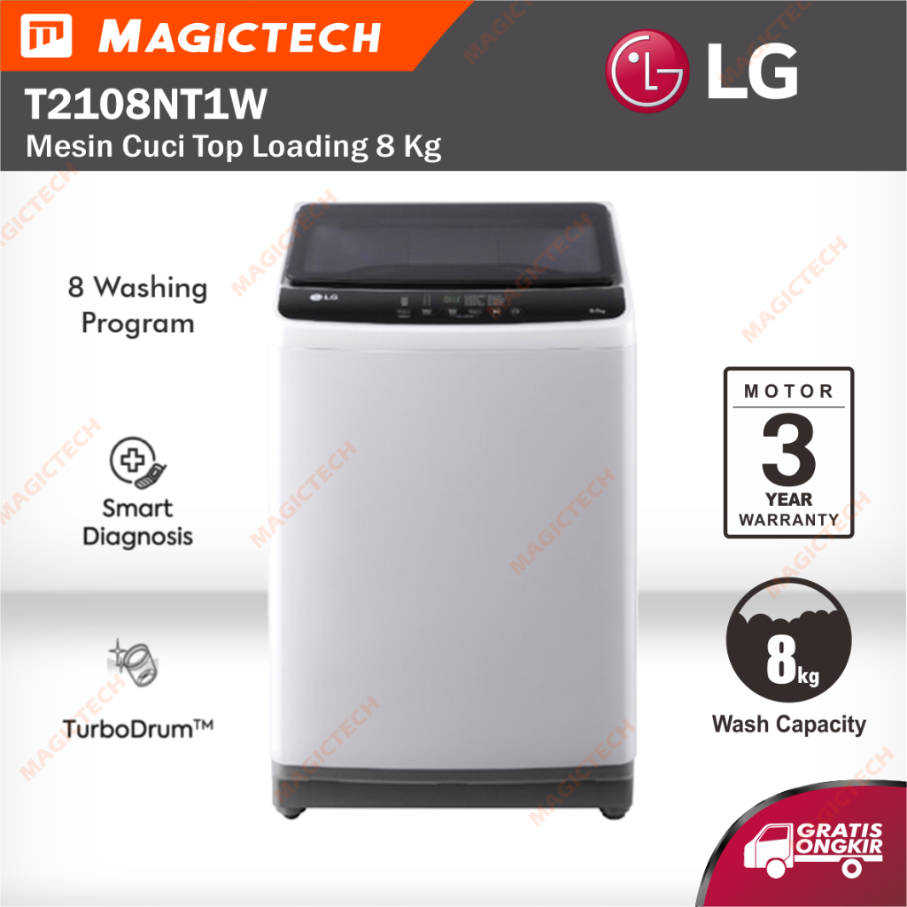 Jual MESIN CUCI LG 8 KG T2108NT1W TOP LOADING 1 TABUNG AUTOMATIC ...