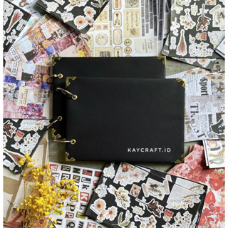 Jual SCRAPBOOK FULL HITAM HARDCOVER A5 (21x15cm)-FREE KERTAS AESTETIC ...