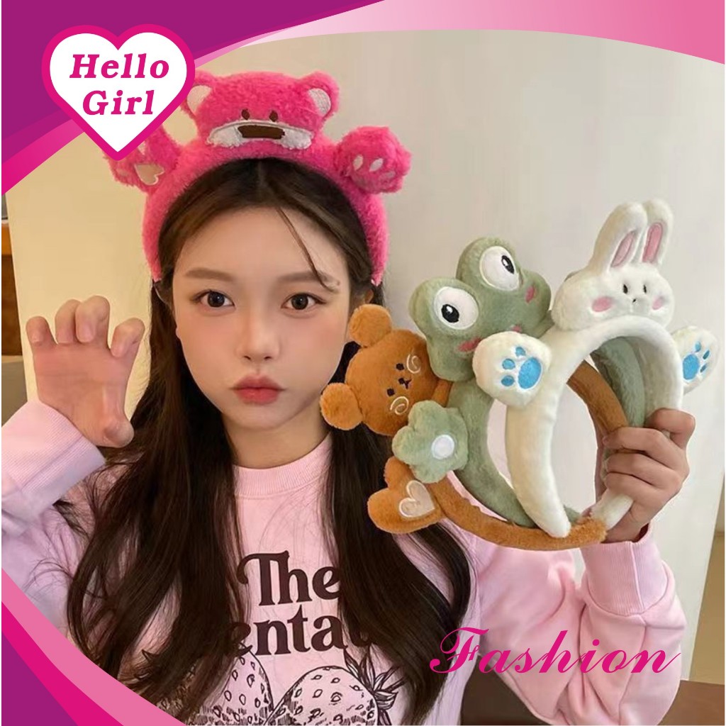 Jual (Hello Girl)B108 Bando Fluffy Bando Wanita Motif Kartun Gaya Korea ...