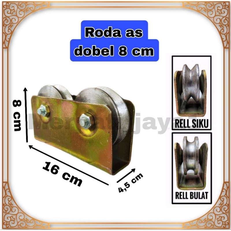 Jual roda pagar 8 cm besi as rangkap/dobel pintu gerbang | Shopee Indonesia