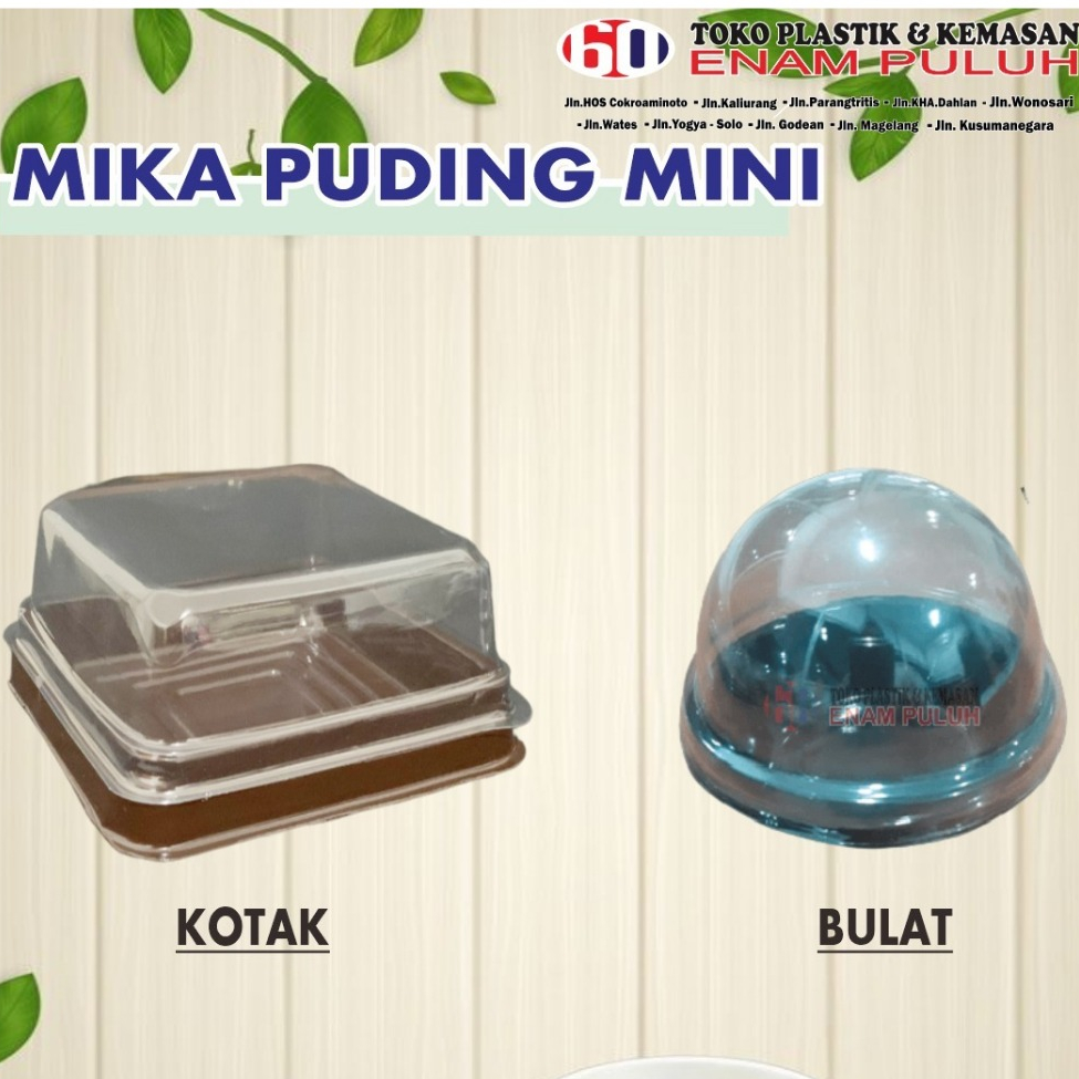 Jual Mika Puding Mini Bulat & Kotak / Mika Alas Puding Mini Bulat & Kotak / tray puding MIni ...