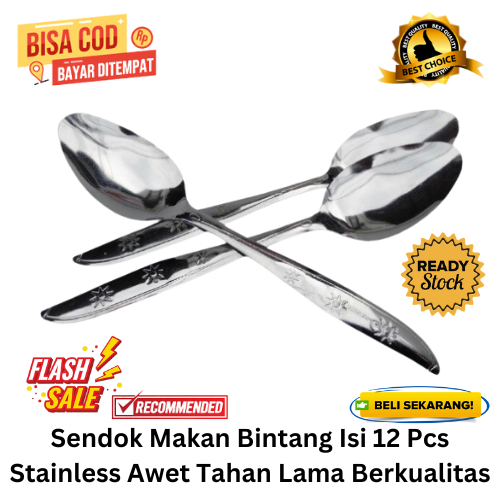 Jual [BISA COD] PROMO Sendok Makan Bintang Isi 12 pcs Stainless Tebal ...