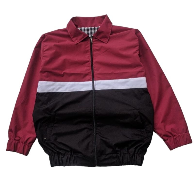 Jual jaket tracktop Doom black maroon strip putih unisex | Shopee Indonesia