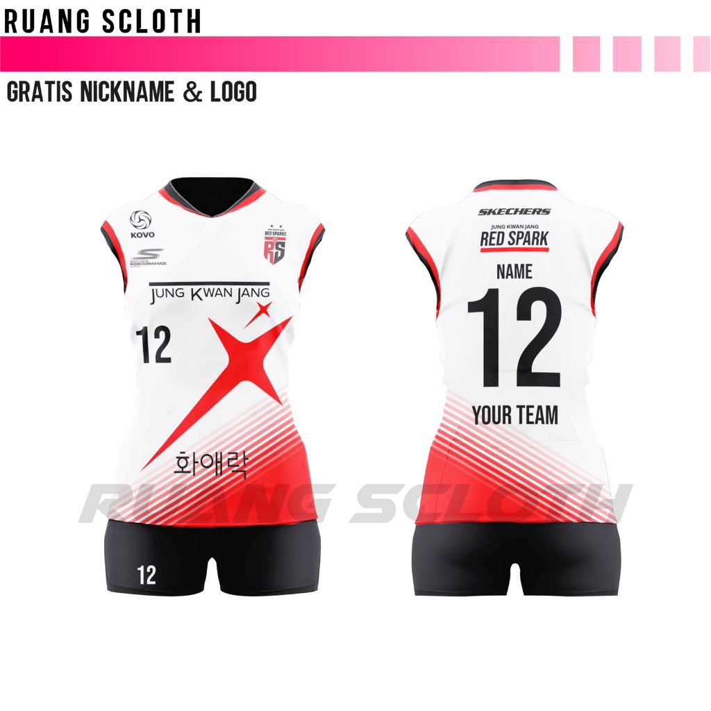 Jual Jersey Voli Wanita Red Spark Terbaru Gratis Pasang Nama dan Nomor ...
