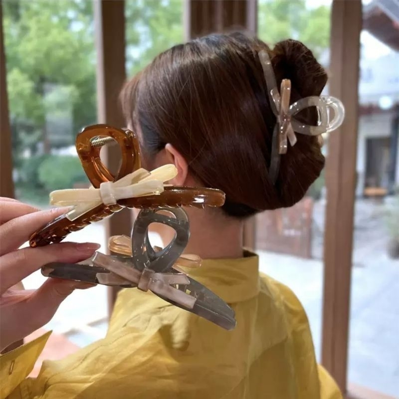 Jual Jepitan rambut knot big jumbo korea lucu transparan aesthetic ...