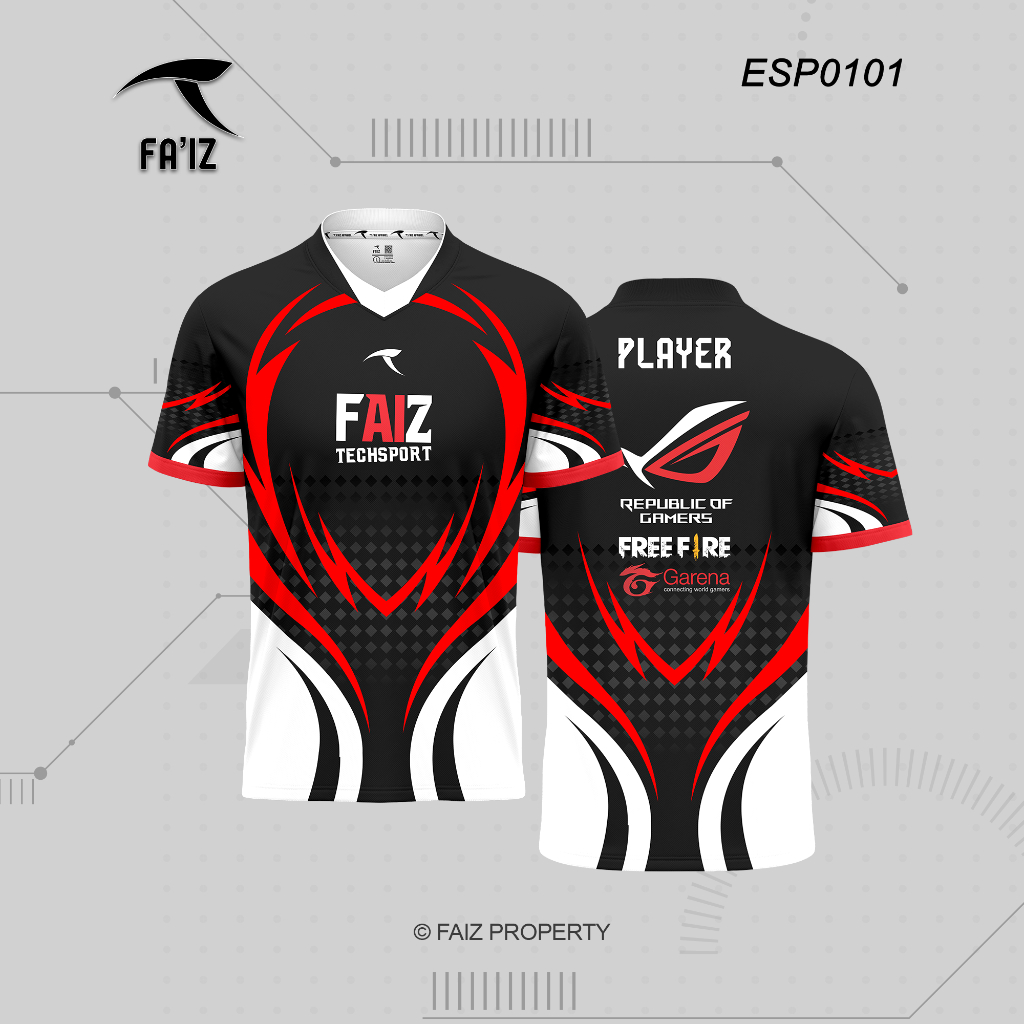 Jual JERSEY GAMING / ESPORT BAJU GAME MERAH PUTIH HITAM CUSTOM NAMA DAN ...