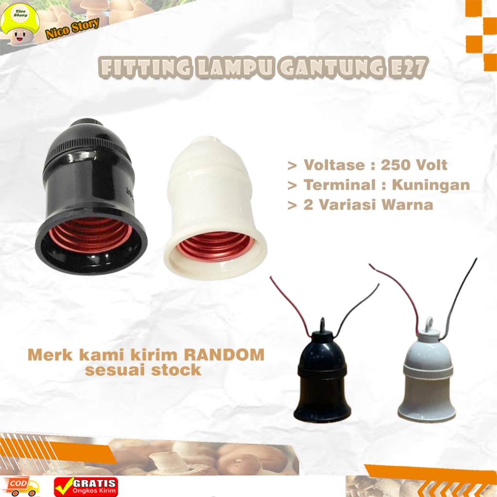 Jual (NCS) Fitting Lampu Gantung E27 Fitting Gantung HITAM PUTIH | Shopee Indonesia