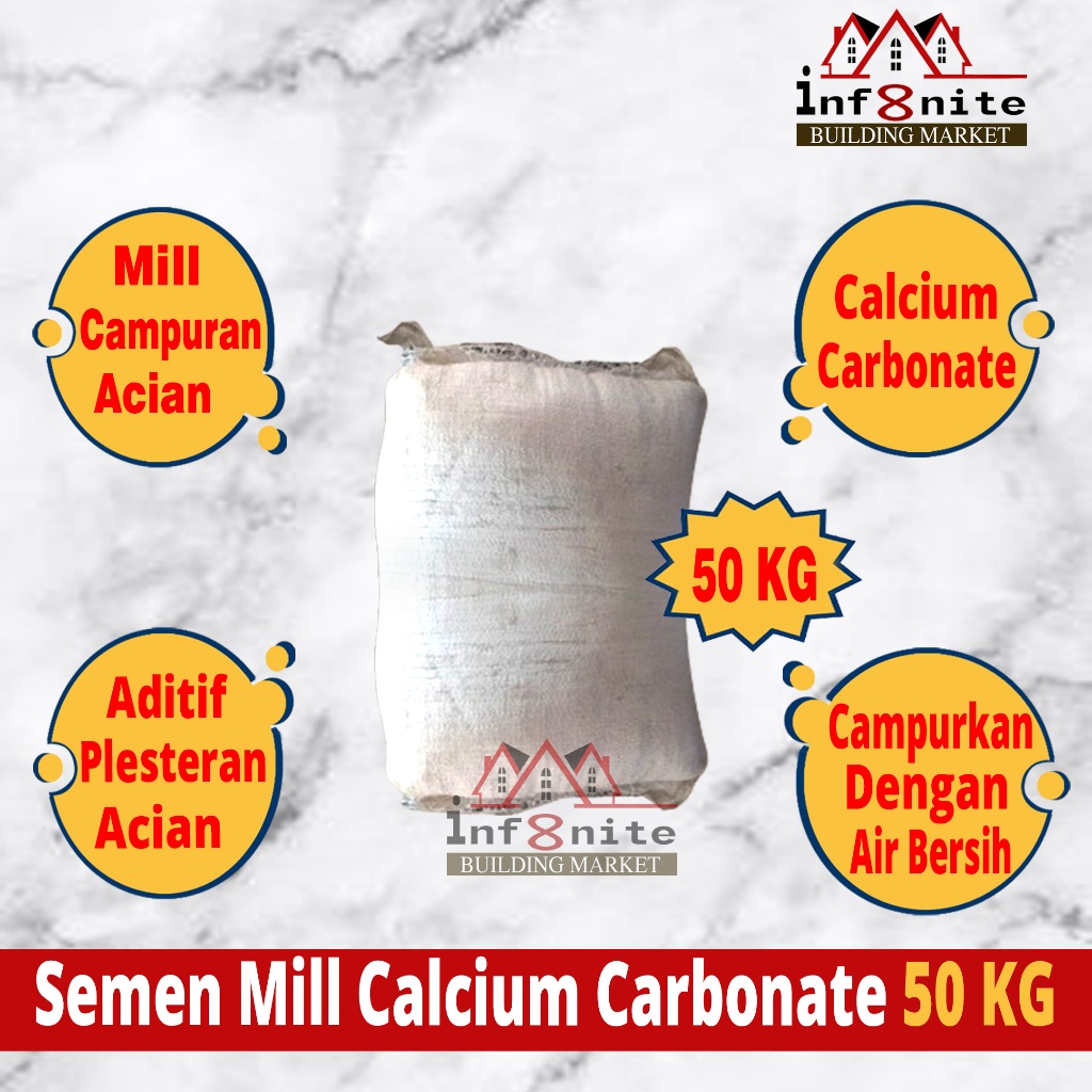 Jual Semen Mill Calcium Carbonate 50 KG Mil Acian Putih Kalsium ...