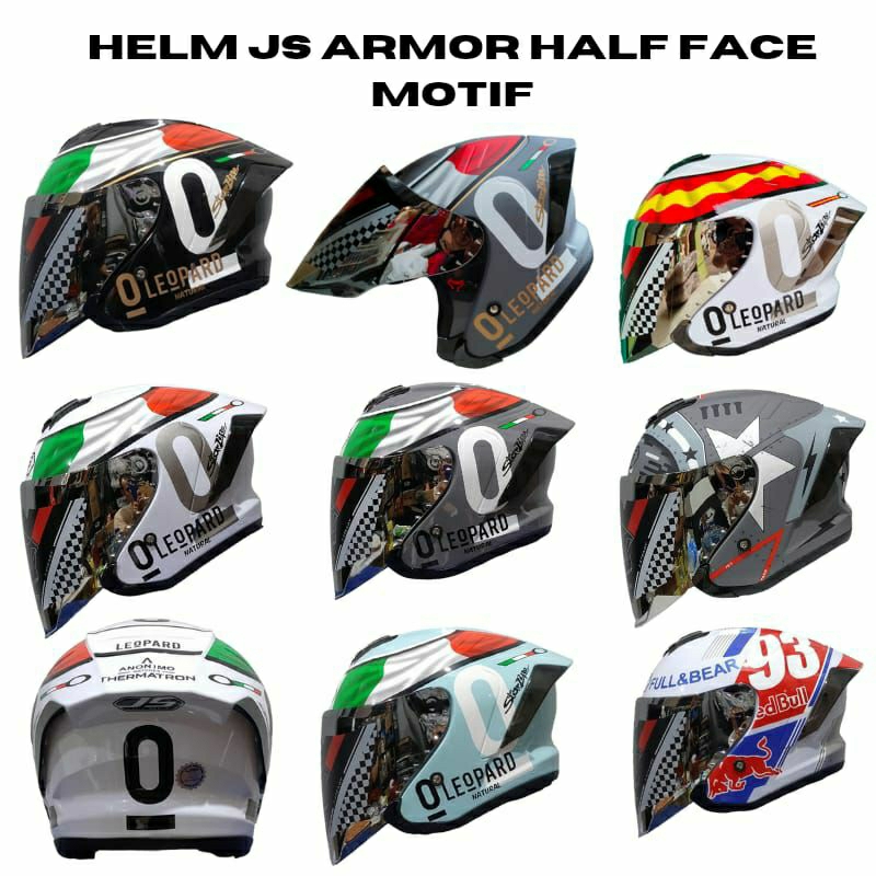 Jual HELM JS ARMOR YAKUZA HALF FACE MOTIF REDBULL LEOPART SNI PREMIUM ...