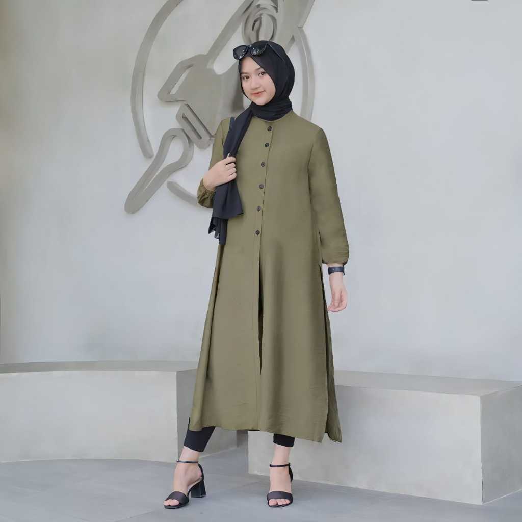 Jual Tunik Long Dress Atasan Wanita Model A Line Matterial Crinkle ...