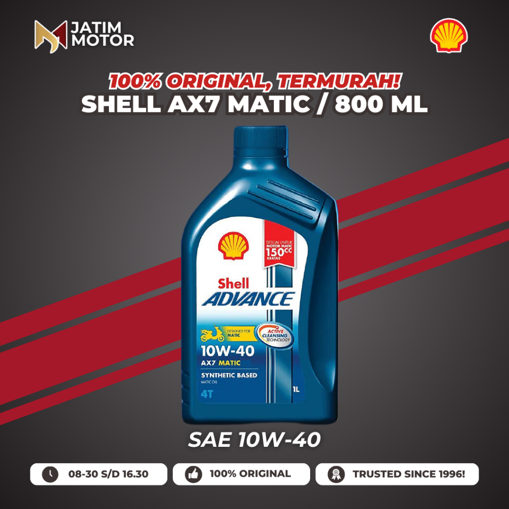 Jual Oli Shell Advance AX7 Matic SAE 10W-40 800 ML/0.8 LT Original ...