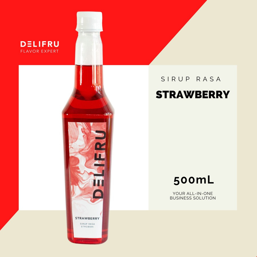 Jual Syrup Strawberry Delifru 500 ml - Sirup Strawberry Premium ...