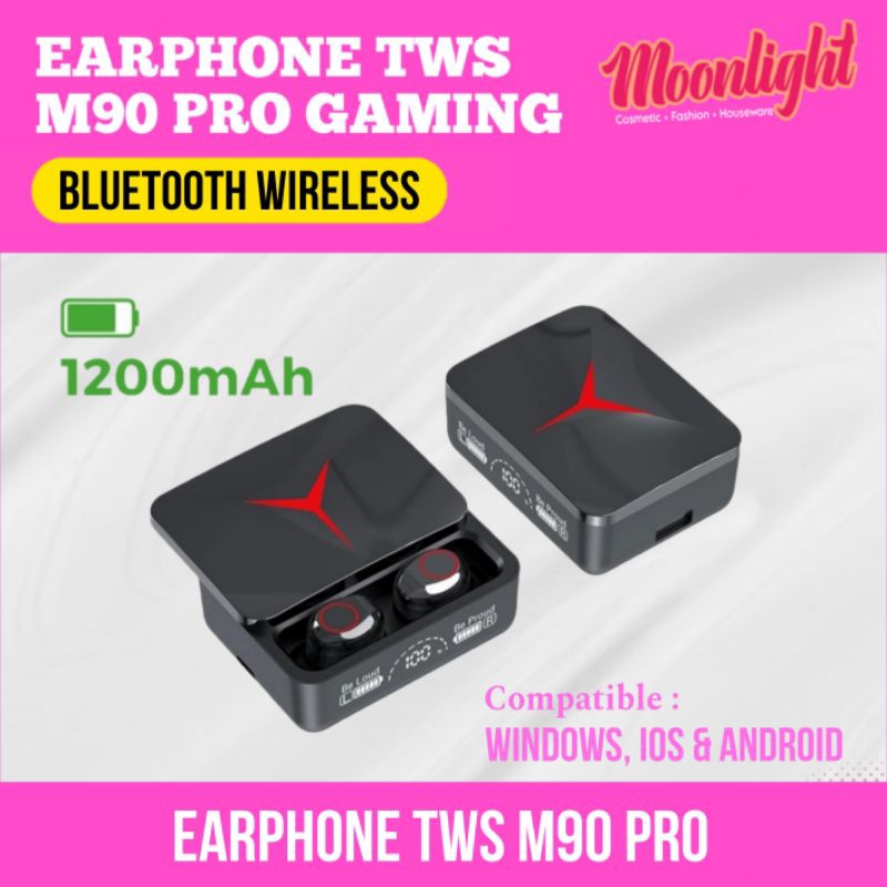 Jual TWS M90 Pro Gaming Earphone Headset Bluetooth Handphone Wireless Tanpa Kabel Hadset ...