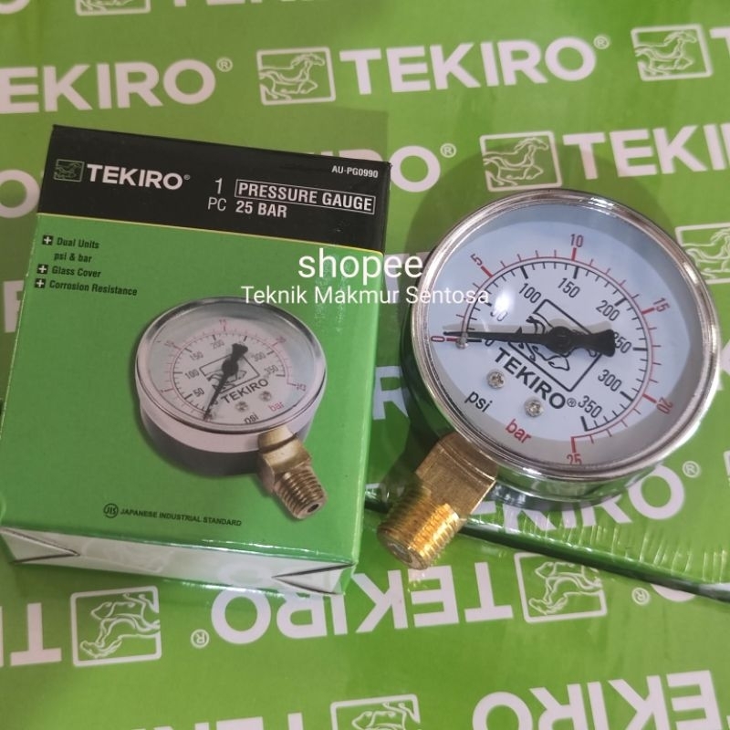 Jual Manometer 25 / 16 Bar Tekiro Pressure Gauge Meteran Angin Mano ...