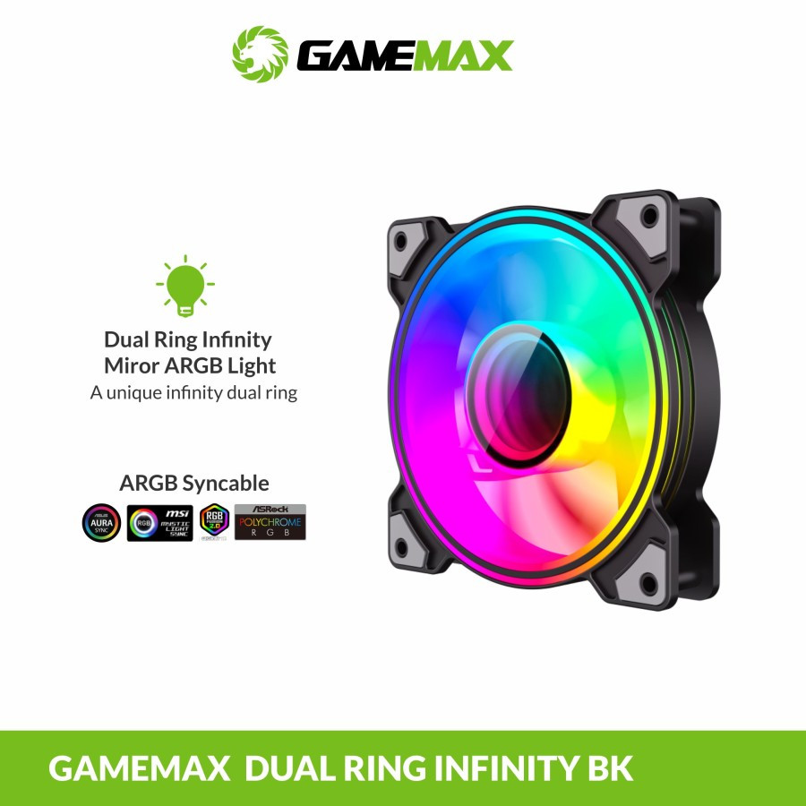 Jual Gamemax Fan Casing Infinity Dual Ring ARGB / Cooling Fan Casing PC ...