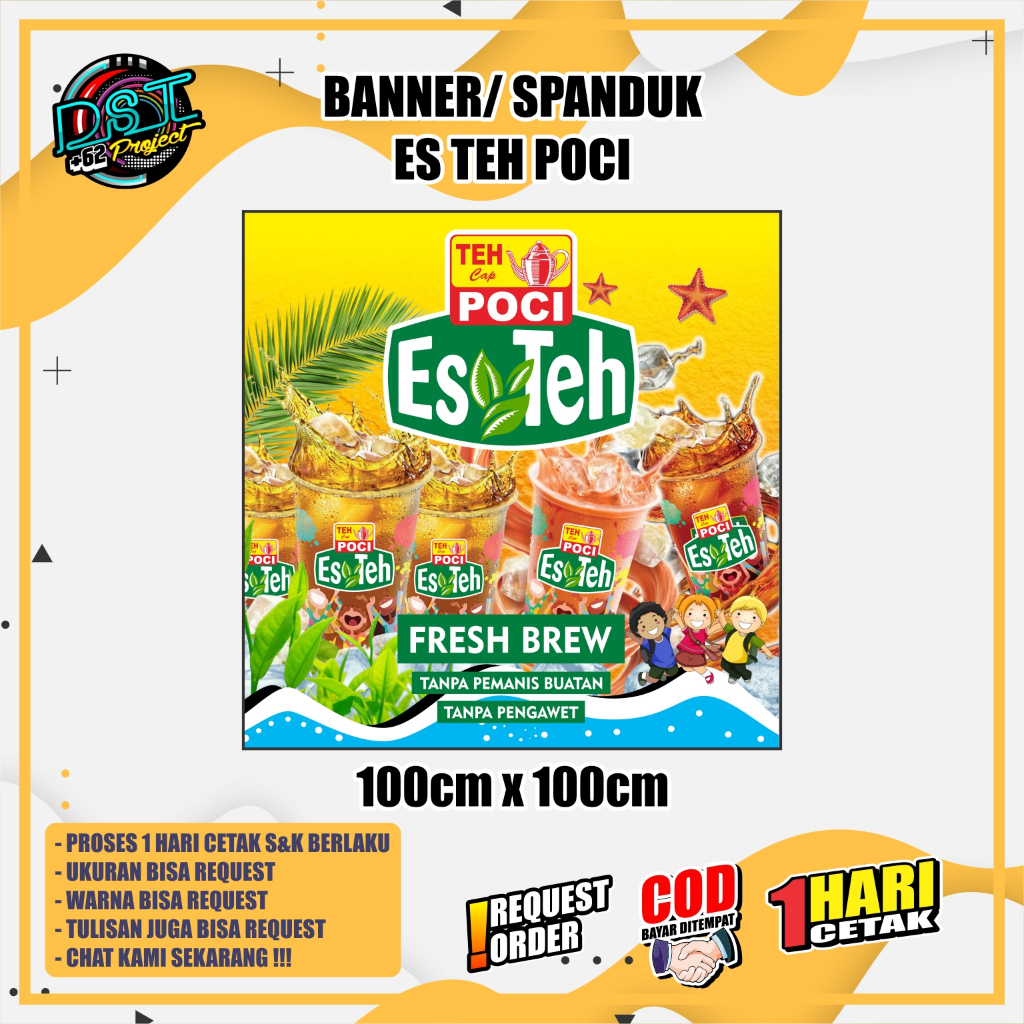 Jual BANNER / SPANDUK ES TEH POCI 100CM X 100CM | Shopee Indonesia