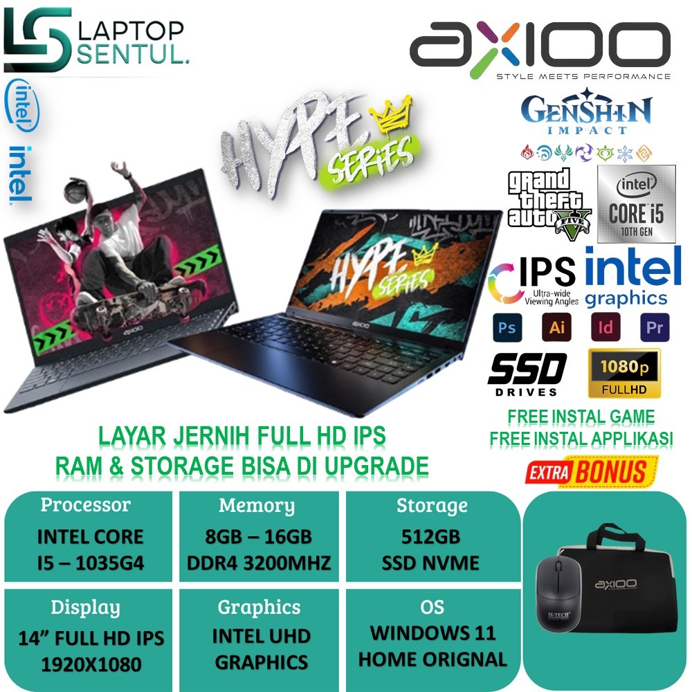 Jual AXIOO HYPE 5 INTEL CORE I5 1035G4 RAM 16GB 512GB SSD 14 FULL HD WINDOWS 11 ORIGINAL ...