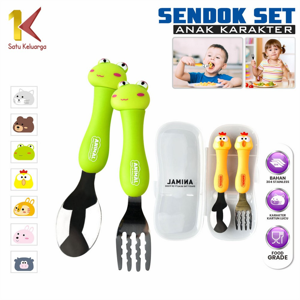 Jual Satu Keluarga Sendok Set Anak Karakter Animal C962 Set Sendok ...