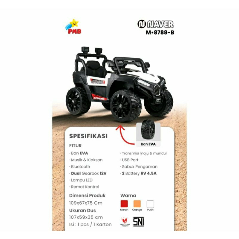 Jual Ready Mobil Aki Jeep Cas PMB 8788-B Ban EVA (Makassar) | Shopee ...