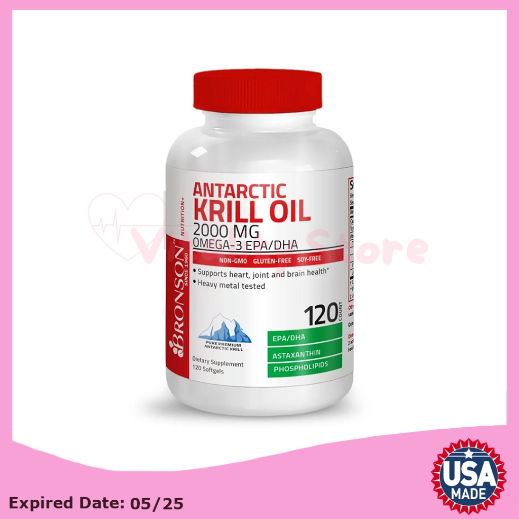 Jual Bronson Antarctic Krill Oil 2000 mg with Omega-3s EPA, DHA, Astaxanthin and Phospholipids ...