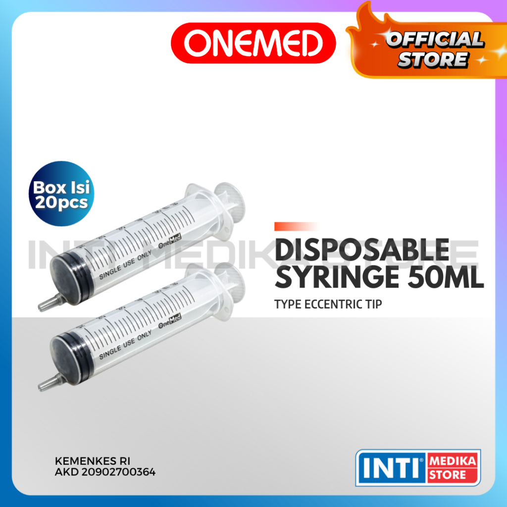 Jual ONEMED - Spuit 50cc Syringe Eccentric Tip | Jarum Suntik Isi 20 ...