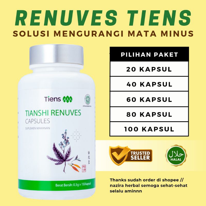 Jual Obat Mata Minus Renuves Tiens Original Ready Perpaket | Shopee ...