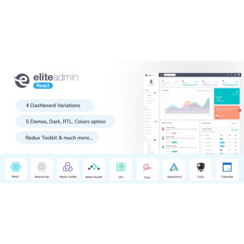 Jual Elite v1.0 - React Premium Admin Dashboard & Landing Page Template ...