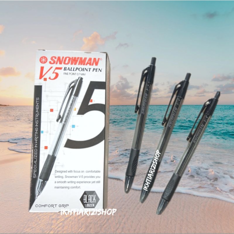 Jual Pulpen Snowman V5/Bolpoint Snowman V5 per pack isi 12 pcs | Shopee ...