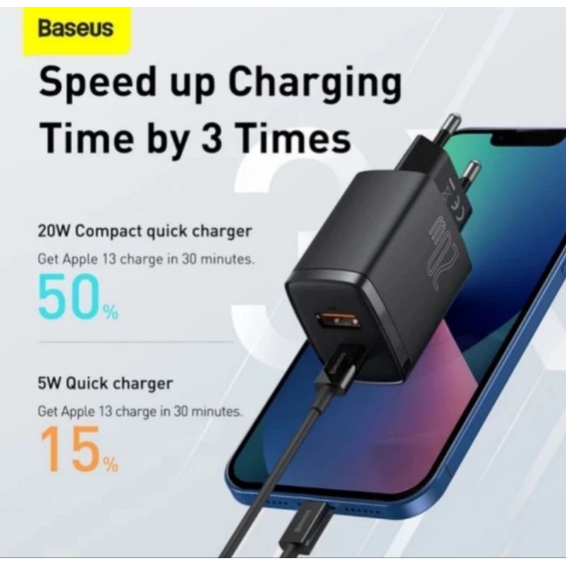 Jual EU CCXJ-B Adaptor BASEUS Compact Quick Charger U+C 20W PD Power ...