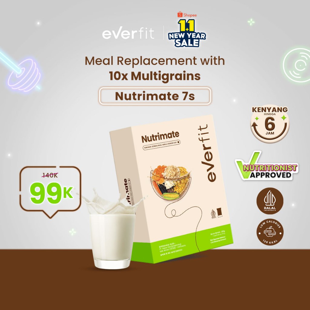 Jual Everfit Nutrimate Meal Replacement dengan Oat Isi 7 Sachet Rasa Cokelat dan Vanila | Shopee ...