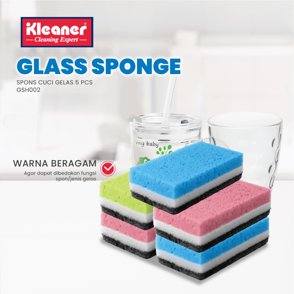 Jual Kleaner Spon / Spons / Busa / Sabut Cuci Gelas Warna Serbaguna ( 5 ...