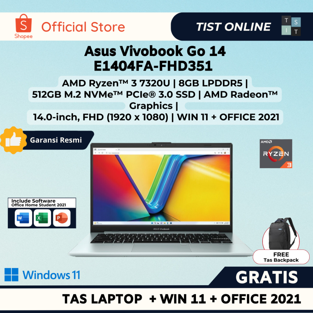 Jual Asus Vivobook Go 14 E1404FA-FHD351 MIXED BLACK/FHD352 COOL SILVER ...