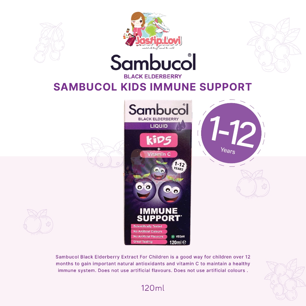 Jual sambucol black elderberry kids + Vitamin c immune support | Shopee ...