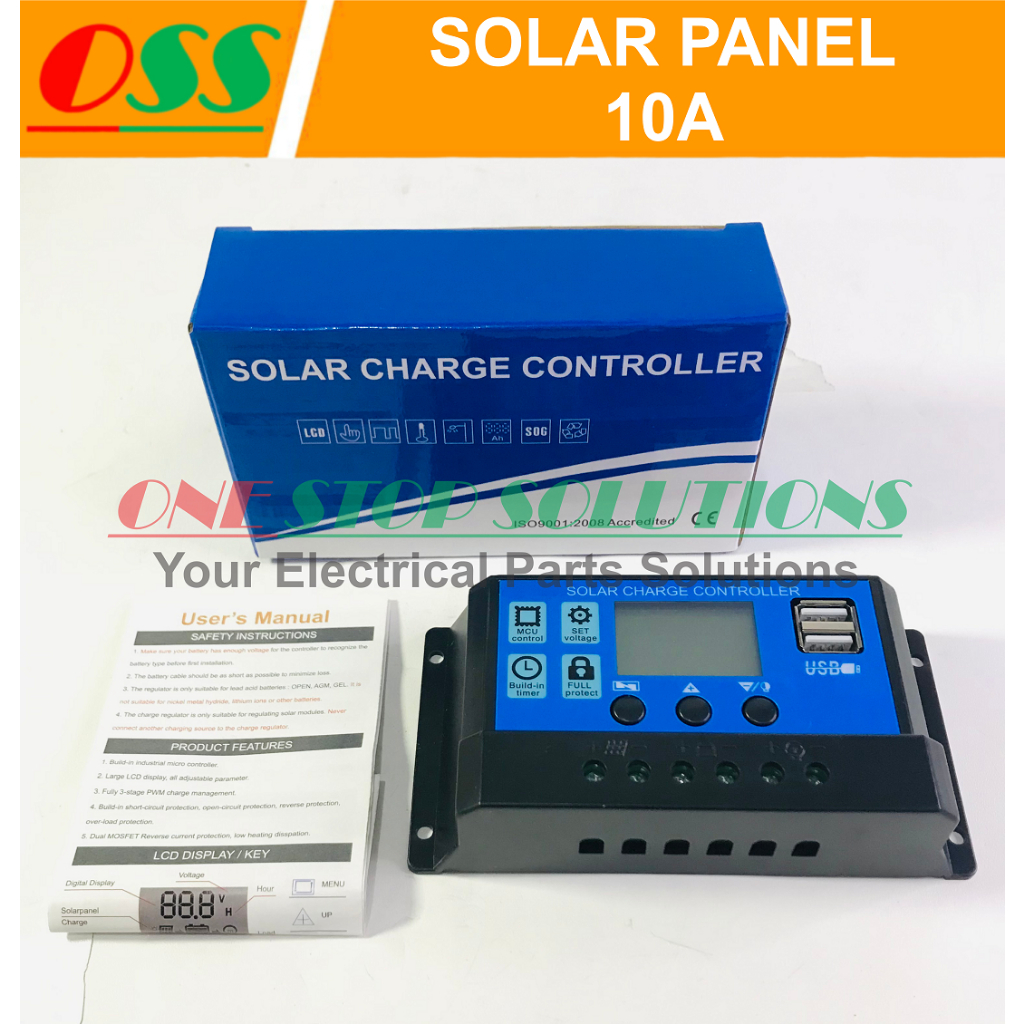 Jual SOLAR PANEL CHARGER CONTROLLER SCC PANEL SURYA 10A 12V 24V | Shopee Indonesia