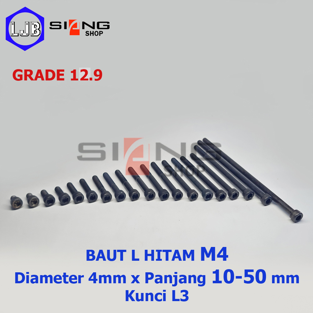 Jual Baut L Baja Hitam M4 Grade 12.9 | Shopee Indonesia