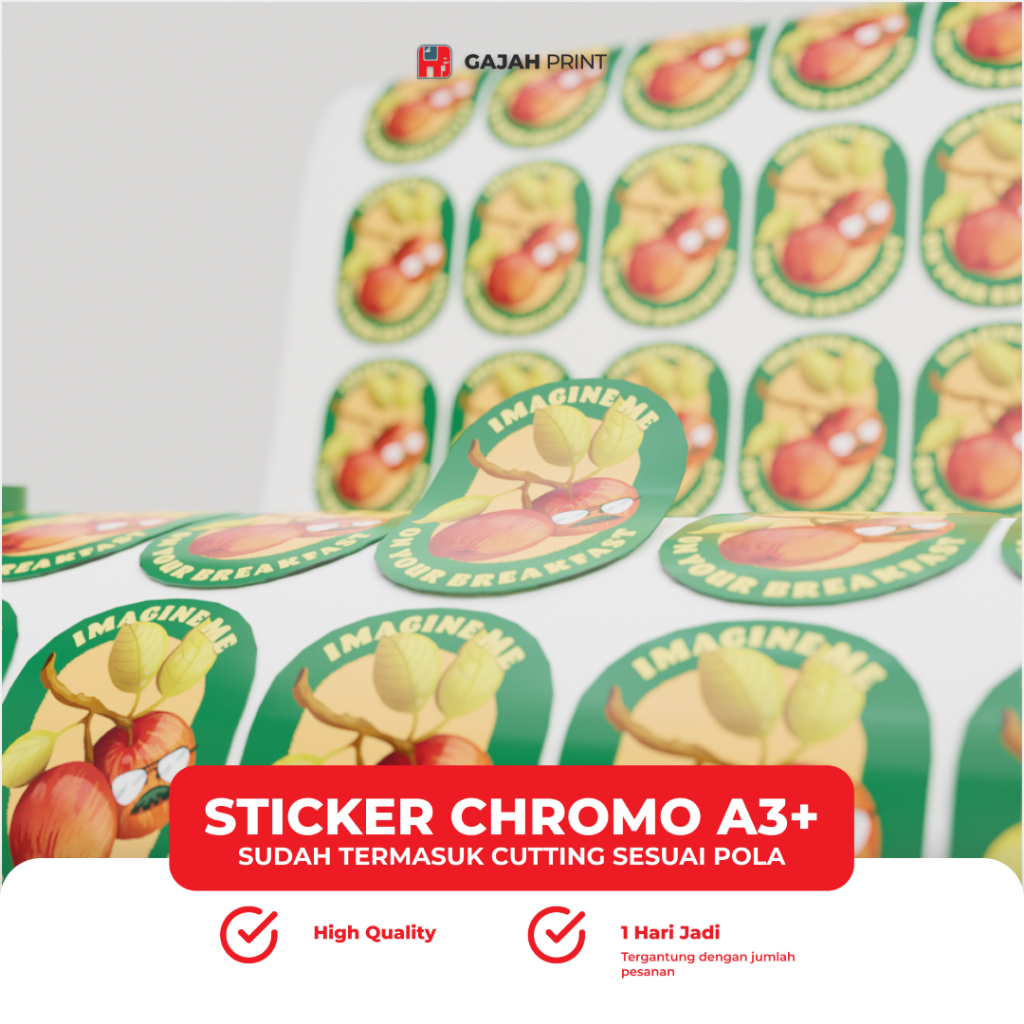 Jual Cetak Stiker Label + Cutting / Stiker Chromo A3+ / Stiker Mirror ...