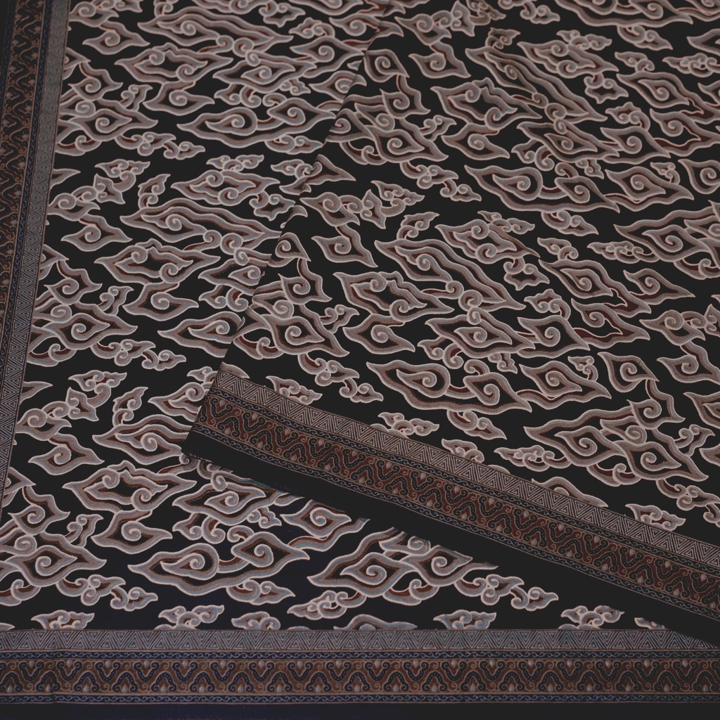 Jual KAIN BATIK PREMIUM Bahan Katun Motif Mega Mendung Warna Hitam ...