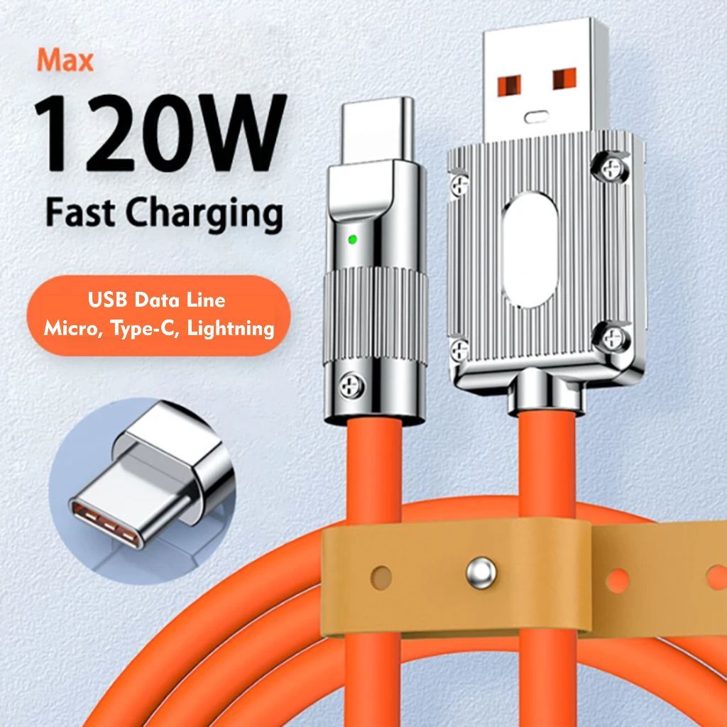 Jual Kabel casan 120W 6A Android micro usb type C kabel data Fast ...