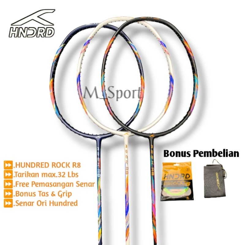 Jual Raket Badminton Hundred Rock R8 Original (Free Tas & Grip ...