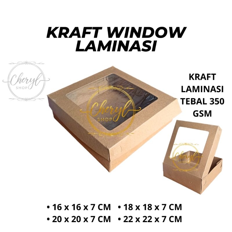 Jual (5 PCS) DOS / DUS KUE KRAFT WINDOW LAMINASI TINGGI 7 CM UK 16 CM ...