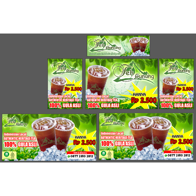 Jual banner rombong 1 paket TEH GUNUNG | FREE DESAIN | CUSTOM UKURAN ...