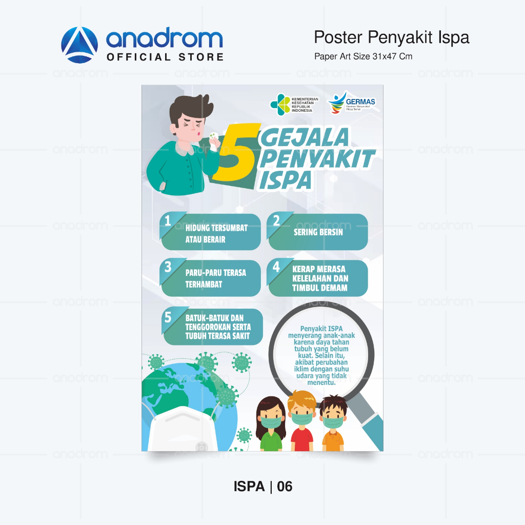 Jual Poster Seputar Tentang penyakit ISPA | Poster Promosi Kesehatan ...
