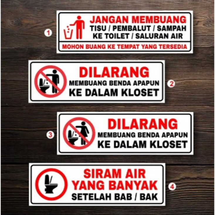 Jual Stiker Vinyl DILARANG KLOSET / TOILET 7,5x23cm. sign Rambu k3 ...