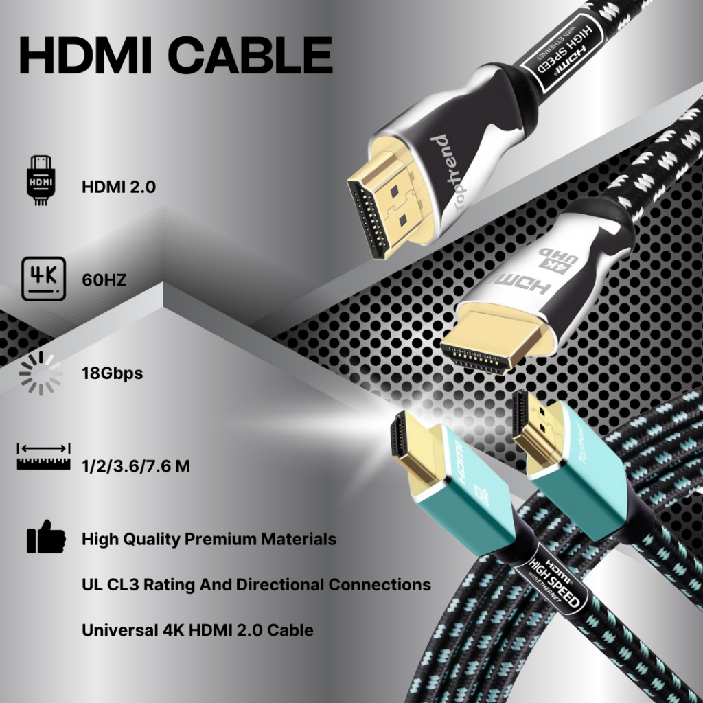 Jual Toptrend 4K HDMI 2.0 Cable Audio Video Cables Converters 1M 2M 3M ...