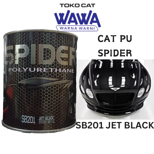 Jual cat pu spider jet black sb201 hitam pekat hitam glossy 1Liter/ecer ...