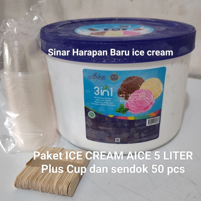 Jual Dijamin Ori ICE CREAM AICE 5 LITER Plus Cup dan sendok 5 pcs ...